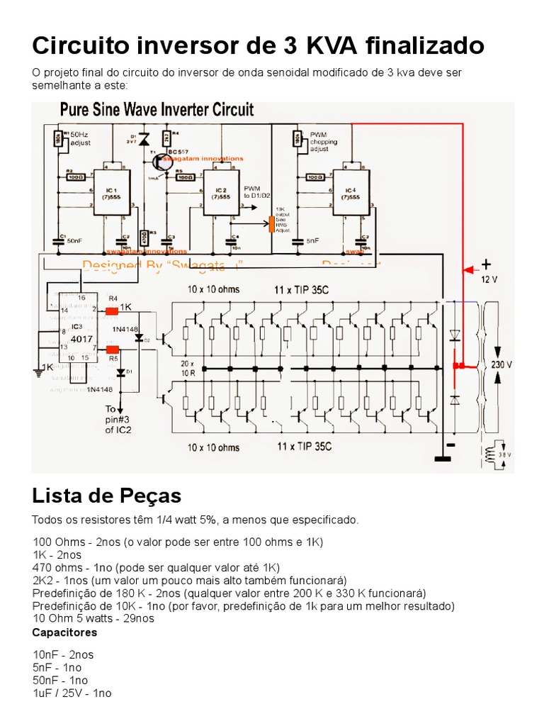 7 Circuitos Inversores de Onda Senoidal Modificados Explorados - 100W A ...