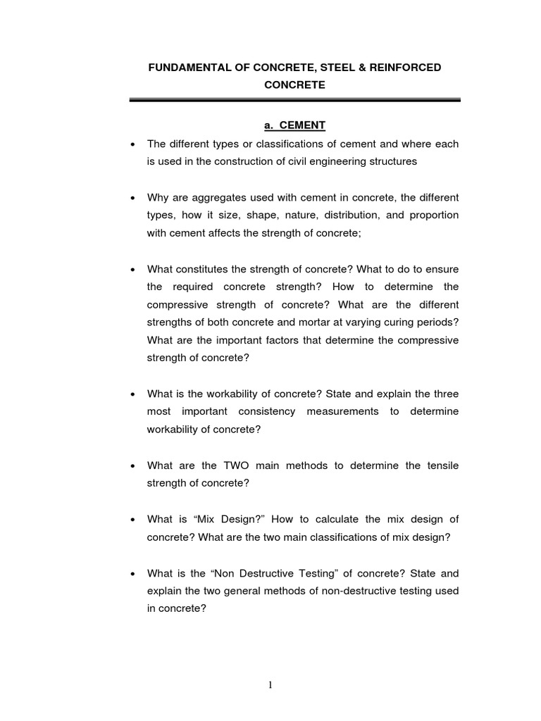 Fundamental of Concrete, Steel & Reinforced Concrete | PDF | Concrete ...