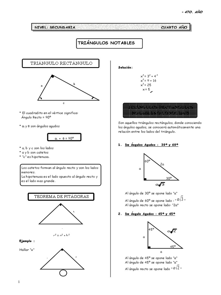 Triángulos Notables | PDF | Triángulo | Geometría Elemental