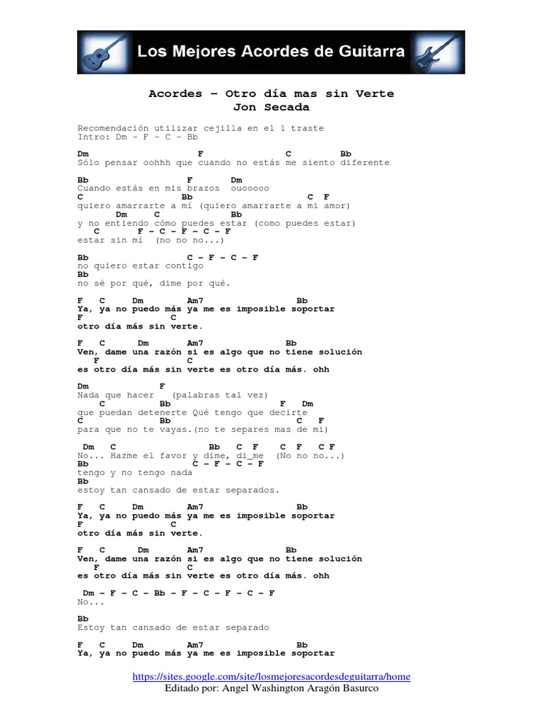 Acordes - Otro Dia Mas Sin Verte - Jon Secada | PDF