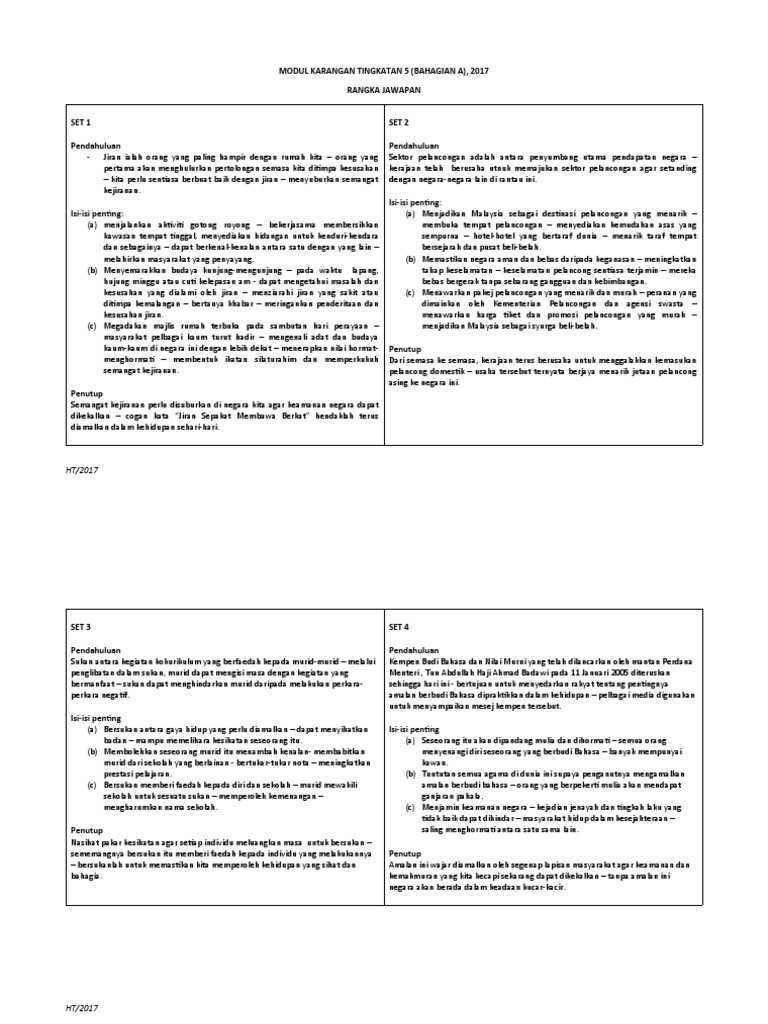 Jawapan MODUL KARANGAN TINGKATAN 5 | PDF