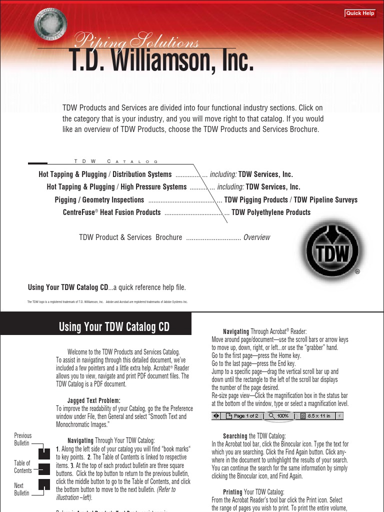 T.D. Williamson, Inc.: Piping Solutions | PDF | Icon (Computing)