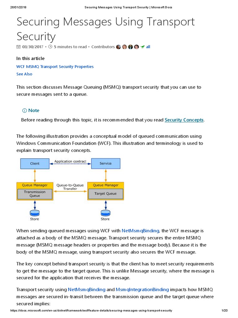 Securing Messages Using Transport Security - Microsoft Docs | PDF | Encryption | Public Key ...
