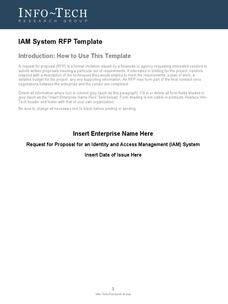 IAM System RFP Template Guide | PDF | Request For Proposal ...