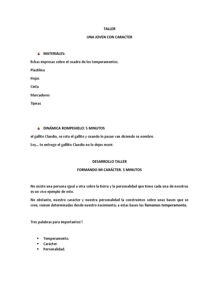 Formando Mi Carácter y Temperamento | PDF | Temperamento | Autoestima