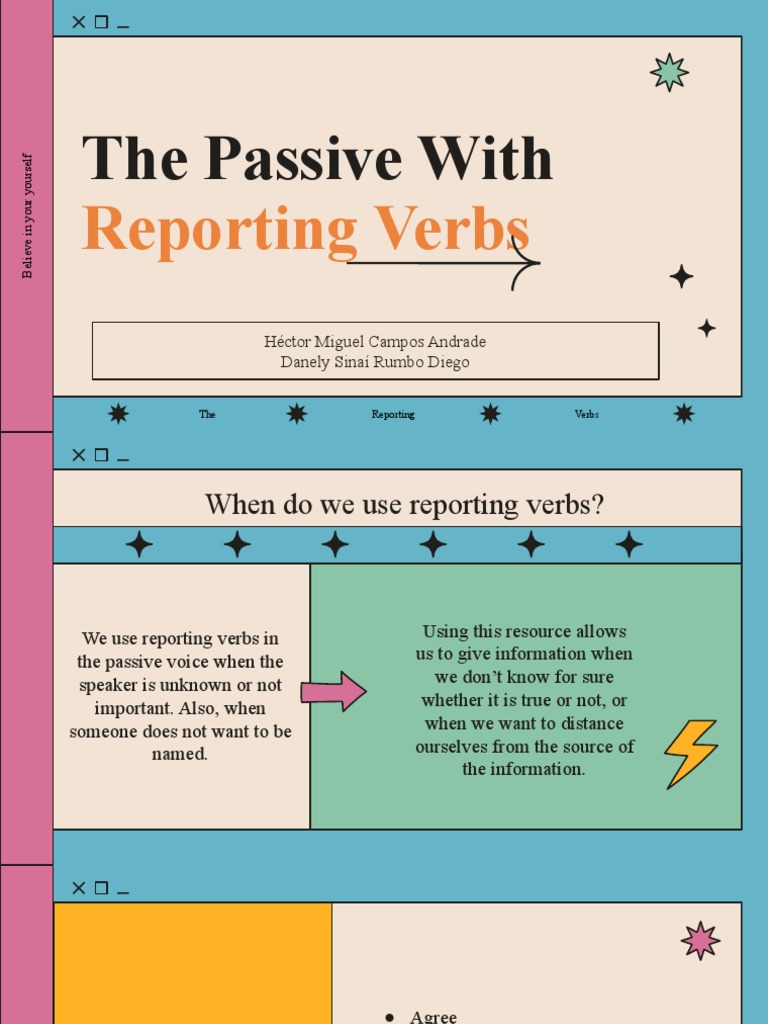 The Passive With Reporting Verbs | PDF | Verb | Morphology