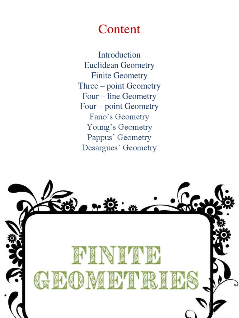 1finite Geometries | PDF | Projective Geometry | Line (Geometry)