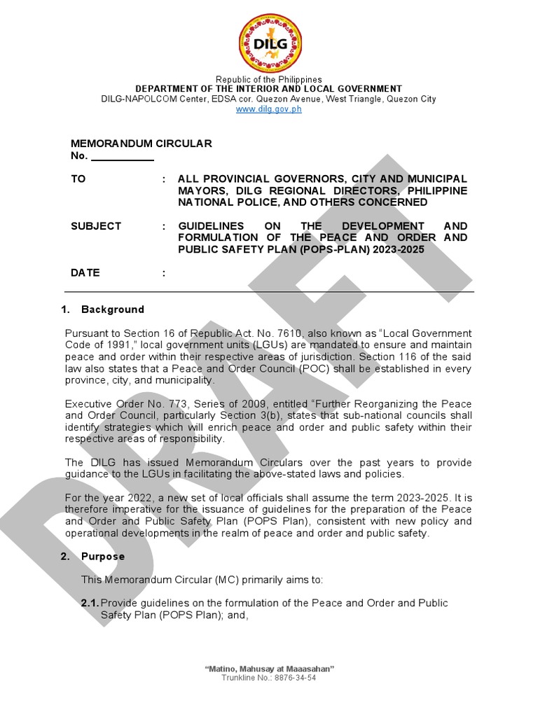 Republic of The Philippines DILG-NAPOLCOM Center, EDSA Cor. Quezon ...