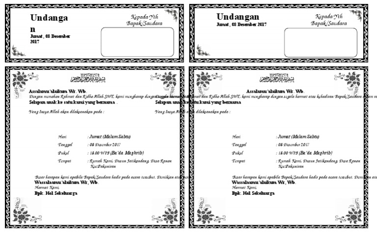 Undangan Selapan Bayi Versi | PDF