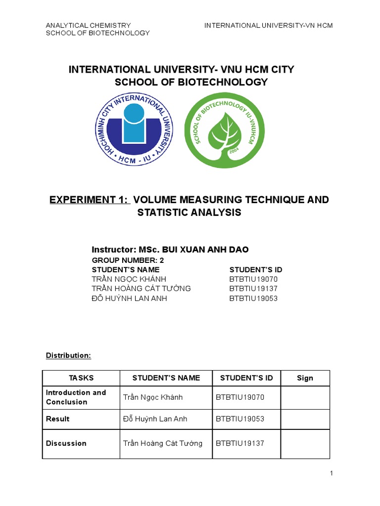 International University-Vnu HCM City School of Biotechnology | PDF ...