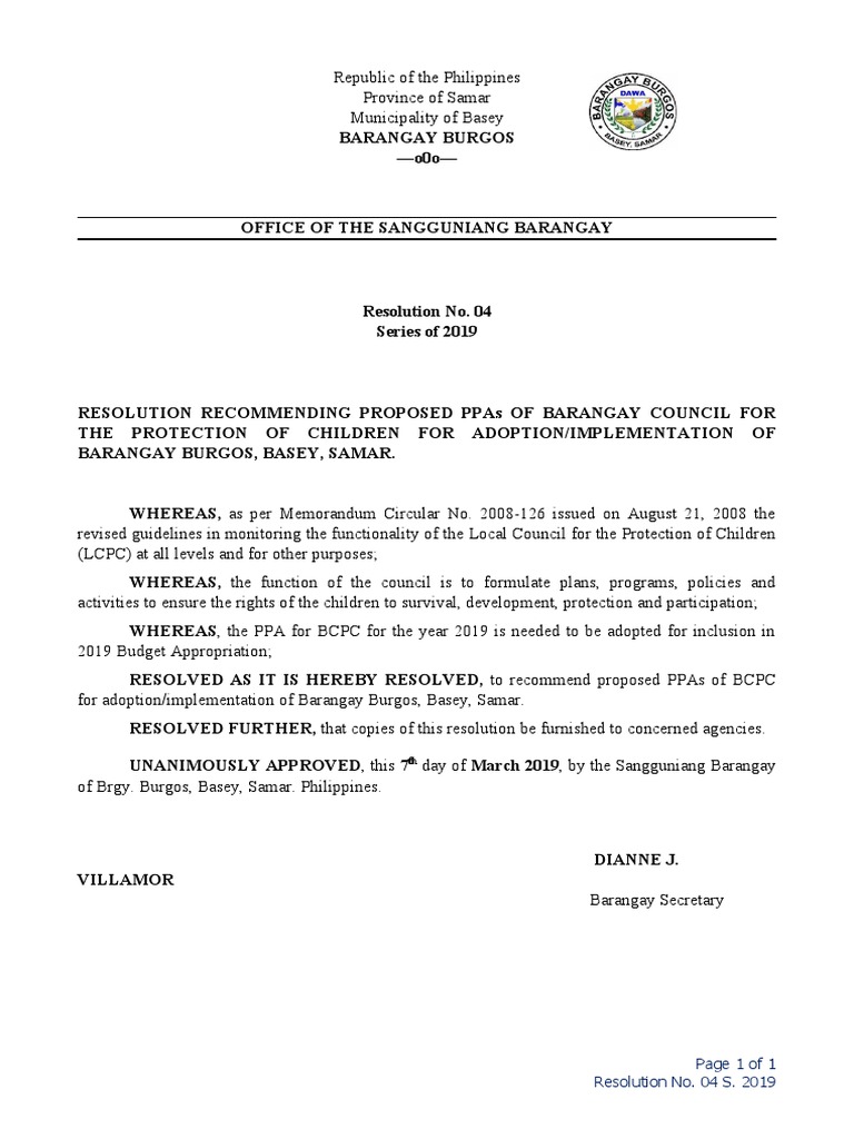 BCPC Resolution Recommending Proposed PPAs For Adoption | PDF | Government