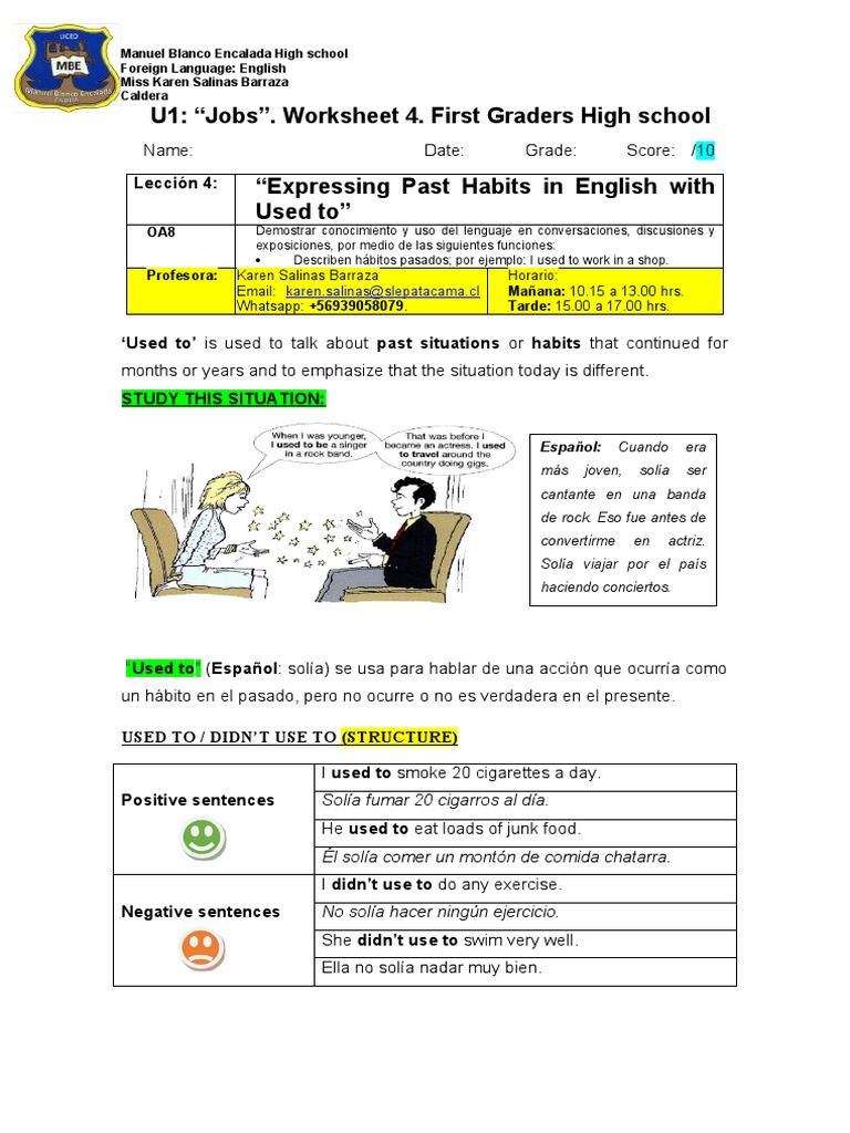 Expressing Past Habits 'Used To' | PDF Expressing Past Habits 'Used To' | PDF