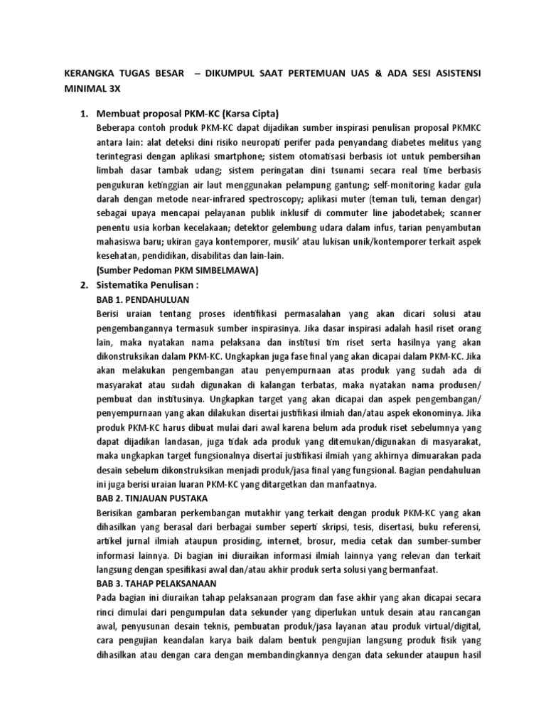 Kerangka Kerja PKM-KC: Proposal, Sistematika Penulisan, dan Tahapan ...