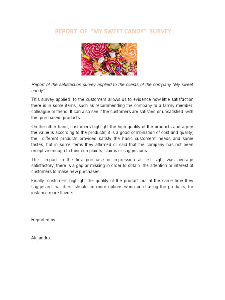 My Sweet Candy Customer Survey Report | PDF