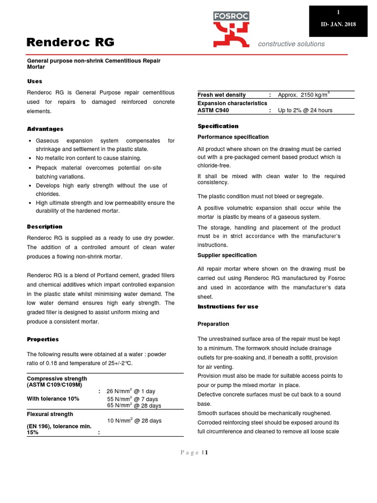 Renderoc RG: Constructive Solutions | PDF | Concrete | Cement