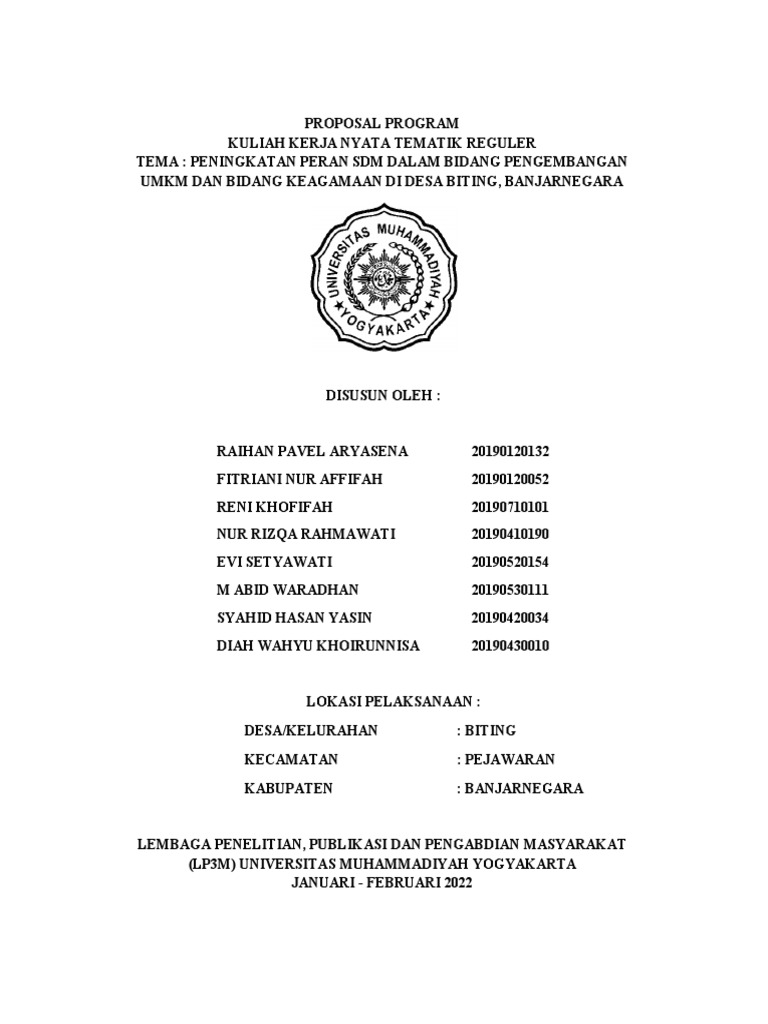 Proposal KKN UMY Kel 014 | PDF