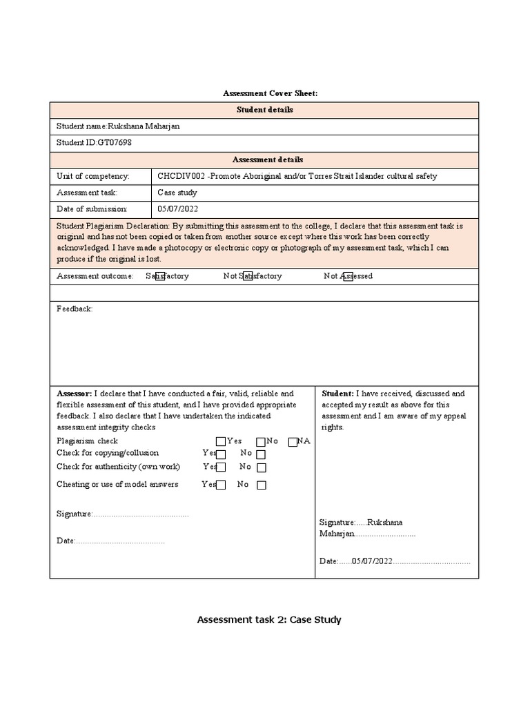 CHCDIV002 Case Study | PDF | Indigenous Australians | Mediation