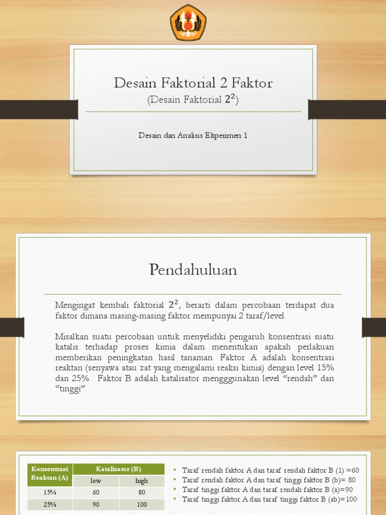 Desain Faktorial 2 Faktor | PDF | Metode & Bahan Ajar