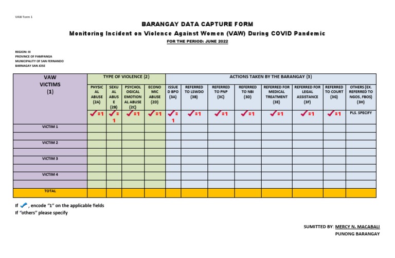 Monitoring Incident On Violence Against Women (Vaw) During Covid ...