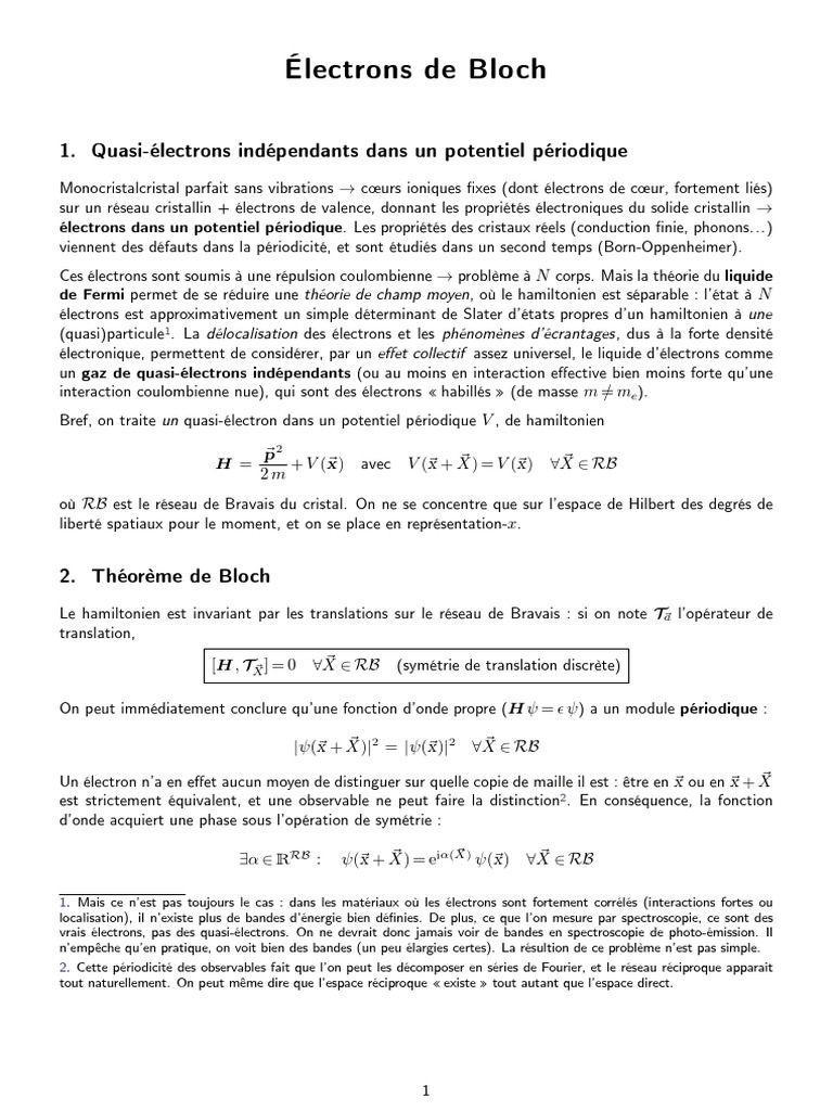 Bloch | PDF | Électron | Élan