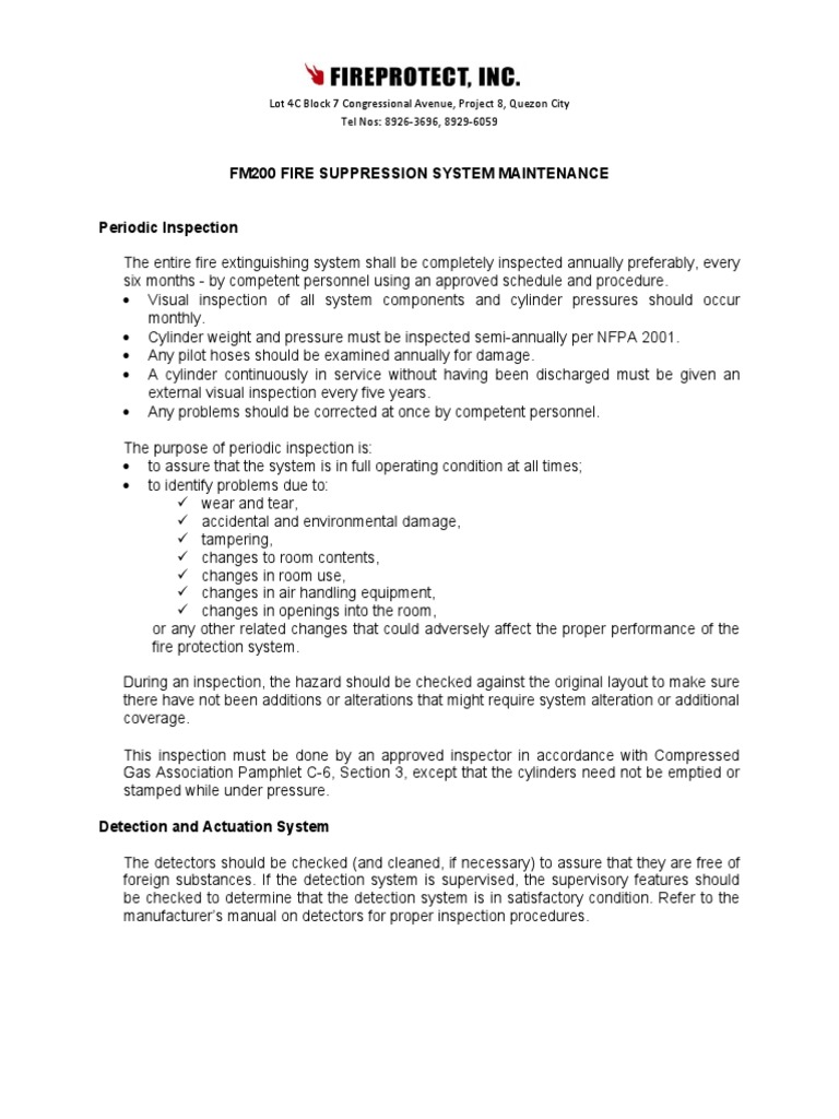 FM200 System Maintenance | PDF | Valve | Gas Technologies