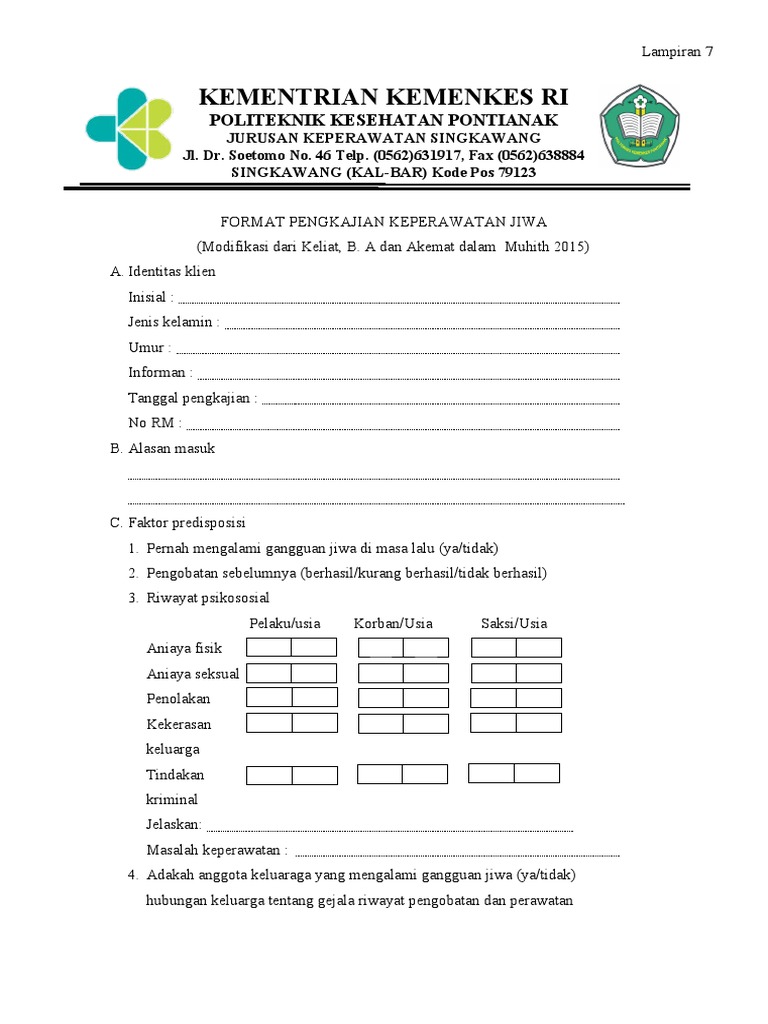 Format Pengkajian Keperawatan Jiwa | PDF