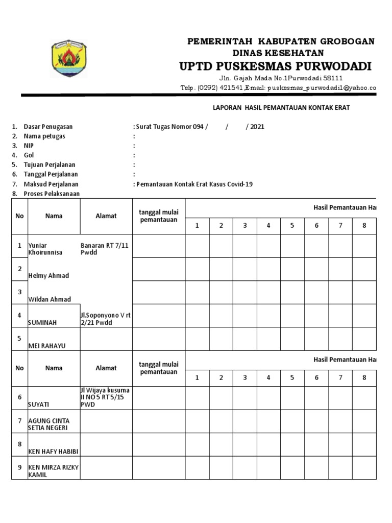 LAP HASIL PEMANTAUAN KONTAK ERAT Juni | PDF