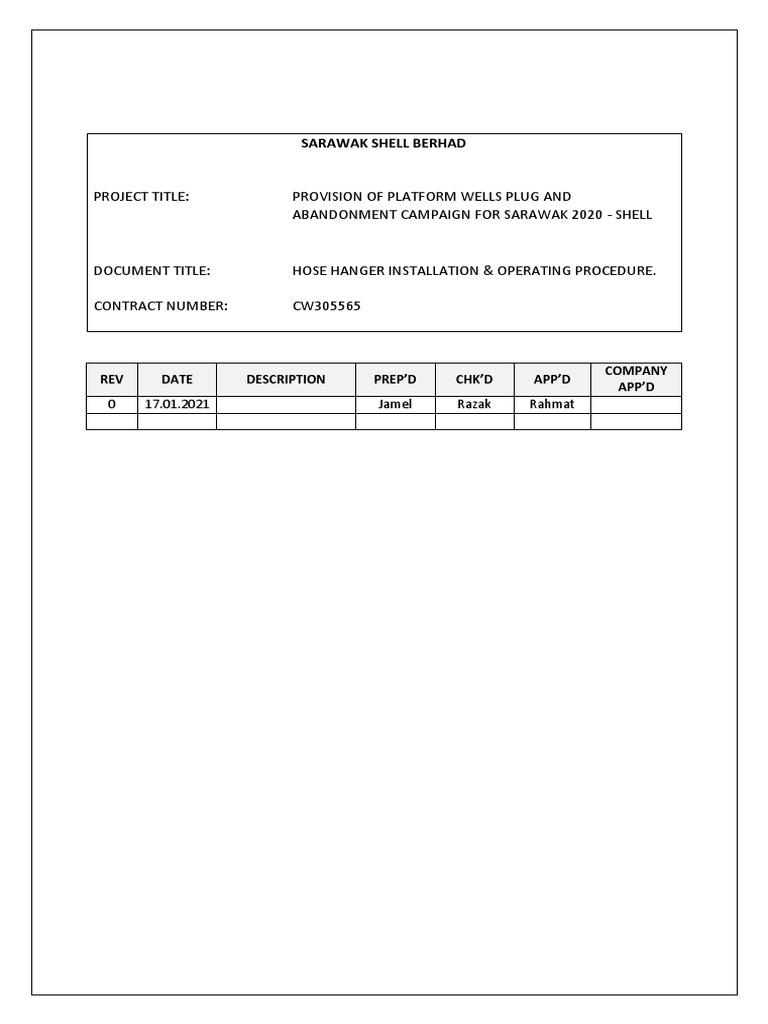 Hose Hanger Installation Operating Procedures Rev.1 | PDF | Crane ...