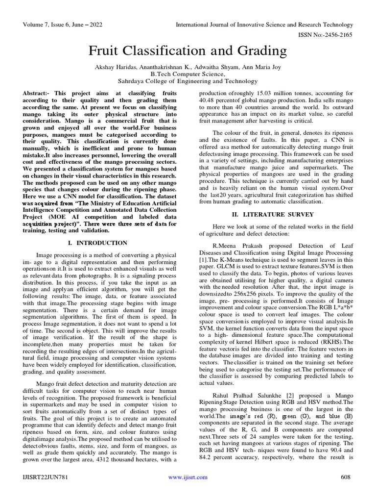 Fruit Classification and Grading | PDF | Image Segmentation | Cybernetics