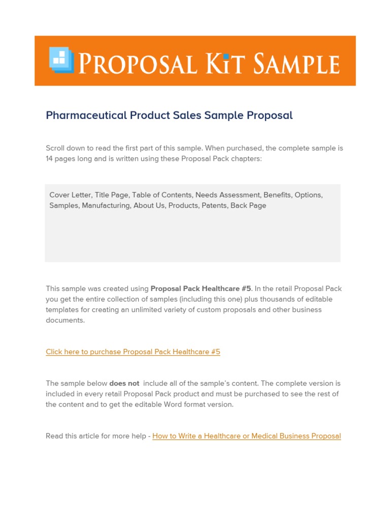 pharmaceutical-product-sales-sample-proposal | PDF | Metabolism | Vitamin