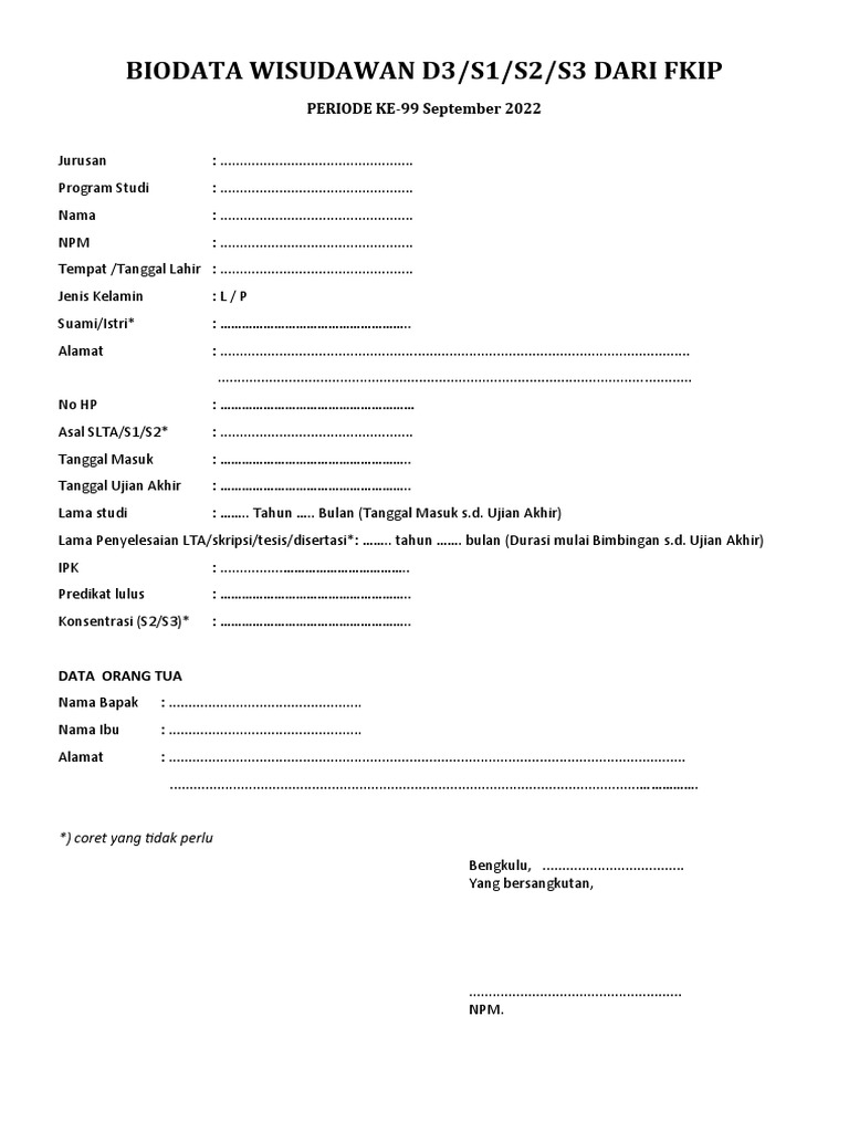 BIODATA WISUDAWAN Periode 99 | PDF