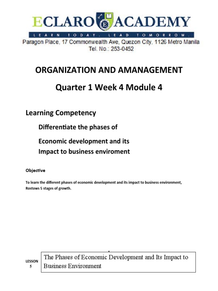 Organization and Amanagement Quarter 1 Week 4 Module 4: Learning ...