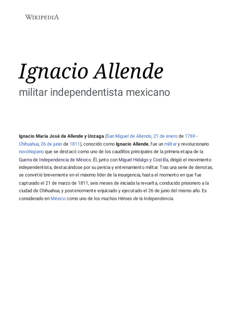 Biografía de Ignacio Allende | PDF | México | Militares de mexico
