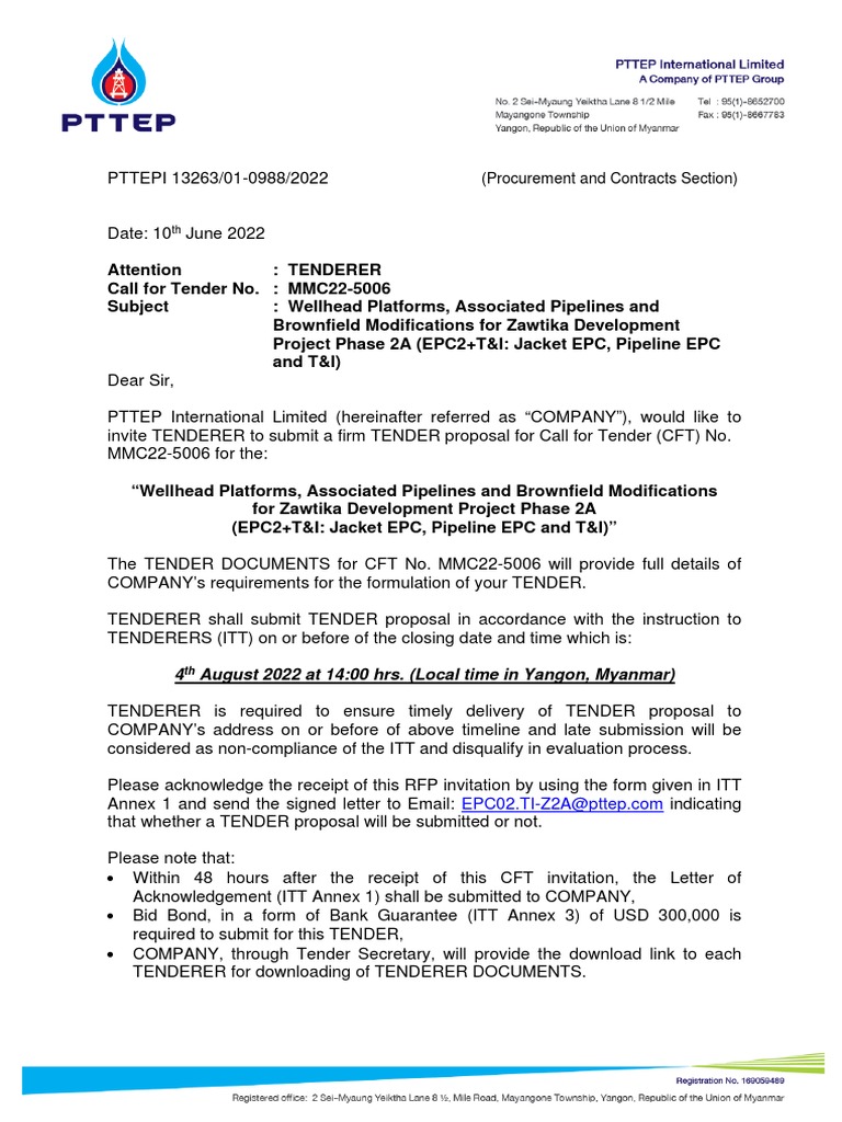 CFT Invitation Letter MMC22-5006 Z2A EPC2 + T&I | PDF