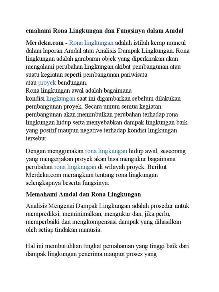 Rona Lingkungan dalam Amdal: Fungsi dan Komponen | PDF | Sains & Matematika | Teknologi & Rekayasa