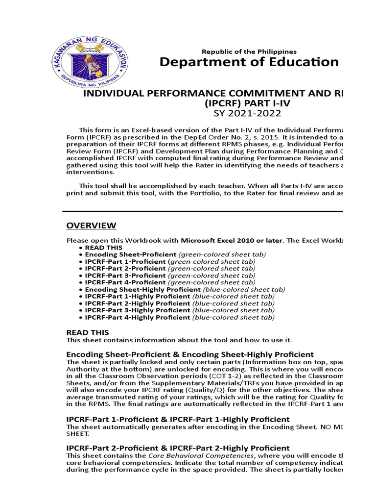 Department of Education: Individual Performance Commitment and Review ...