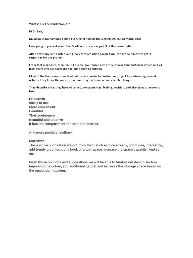 What Is Our Feedback Process | PDF