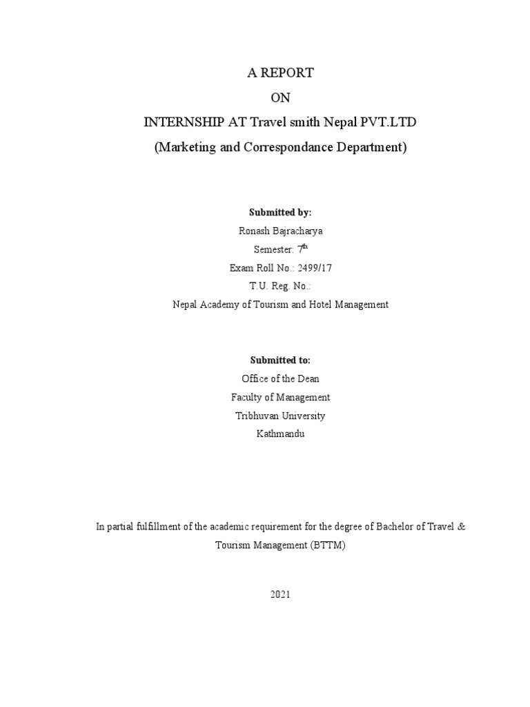 Report Format | PDF | Tourism | Internship