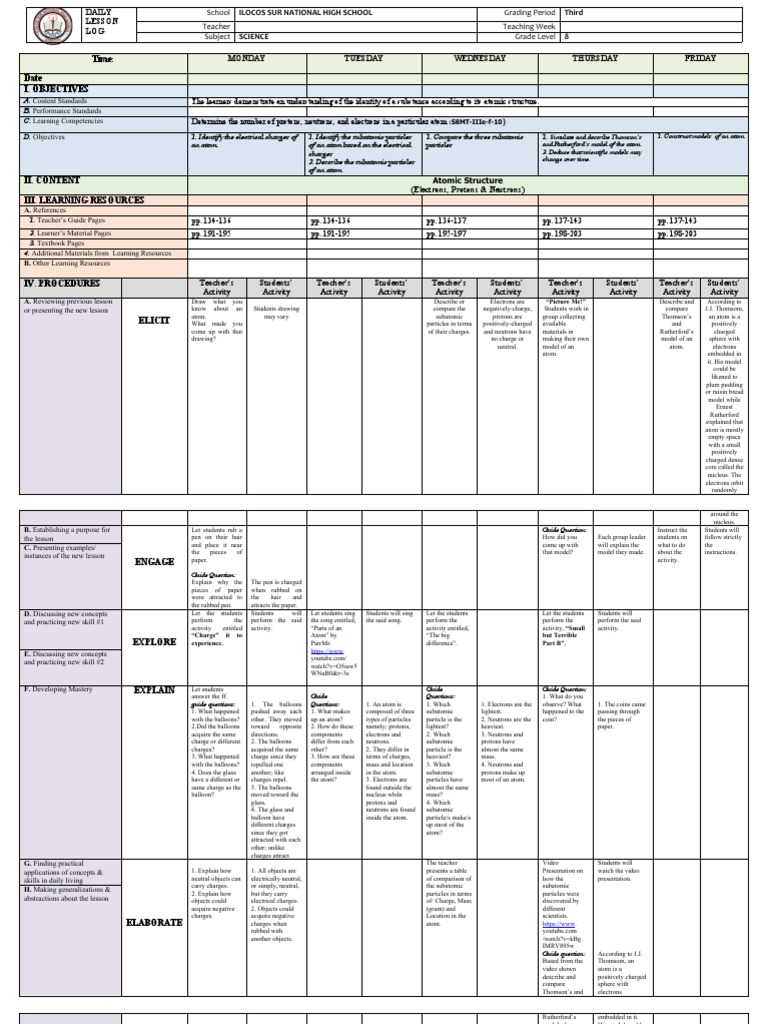 3rd-7e's ATOMIC STRUCTURE | PDF | Atoms | Atomic Nucleus