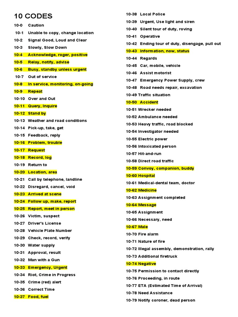 10 Codes | PDF | Traffic