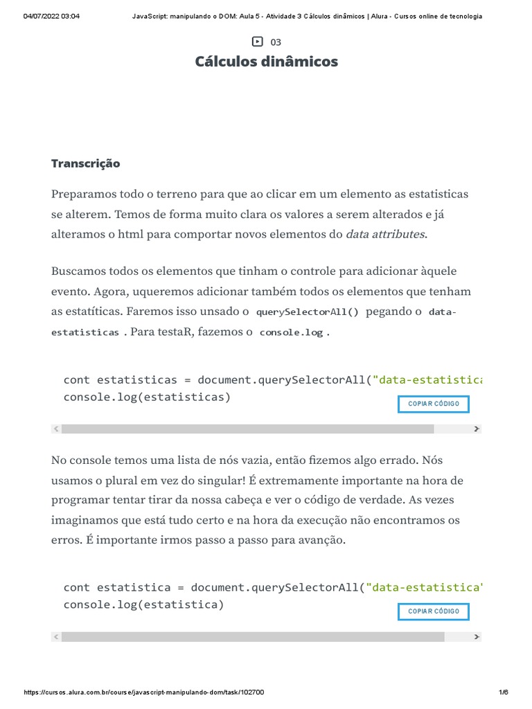 JavaScript - Manipulando o DOM - Aula 5 - Atividade 3 Cálculos ...