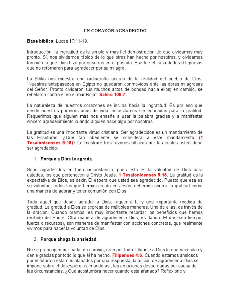 Un Corazón Agradecido a Dios | PDF | Gratitud | Oración