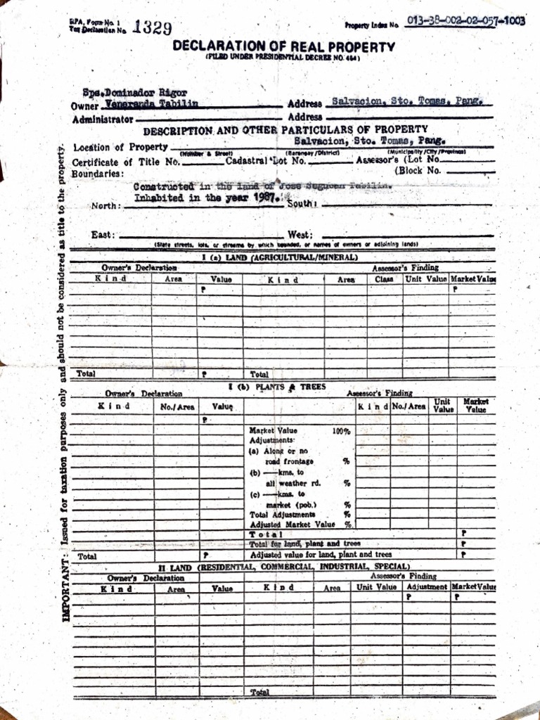 Declaration of Real Property | PDF