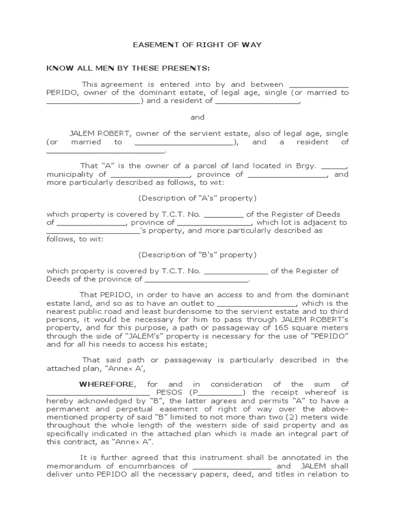Easement of Right of Way | Download Free PDF | Easement | Property