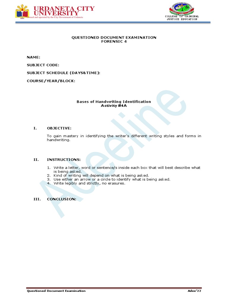 University Urdaneta City: Activity #4A | PDF | Linguistics | Writing