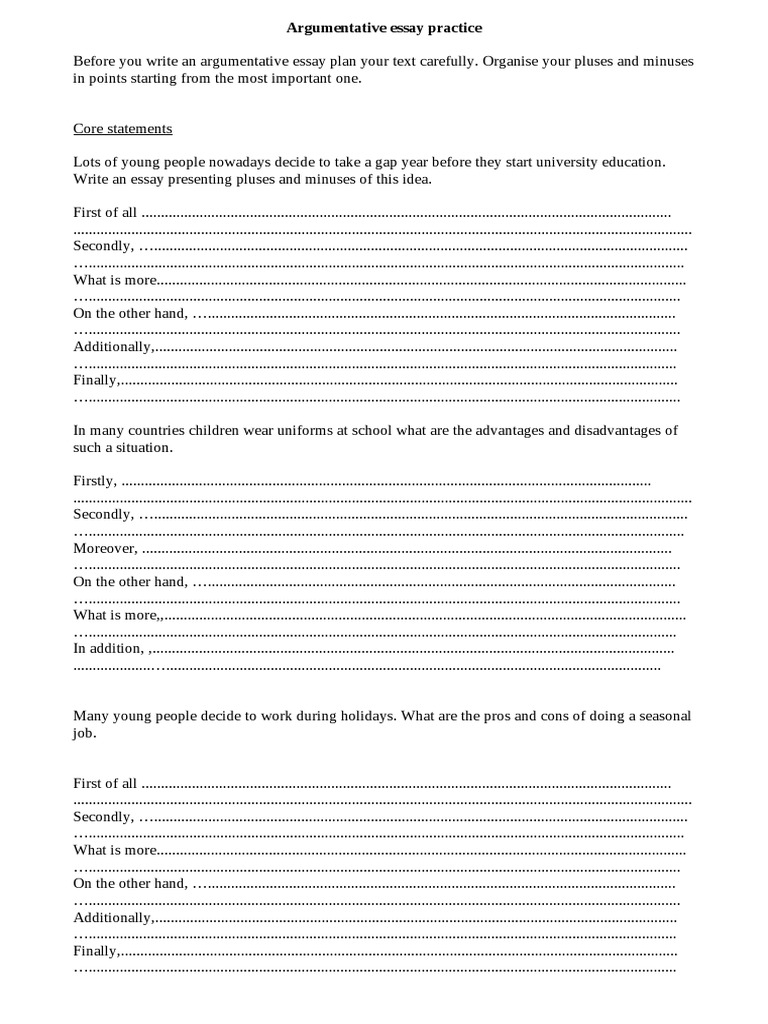 Argumentative Essay Writing Creative Writing Tasks | PDF | Essays ...