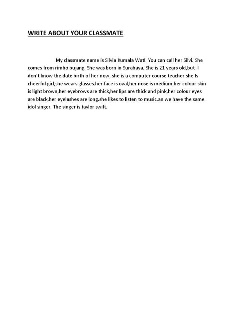 Write About Your Classmate | PDF