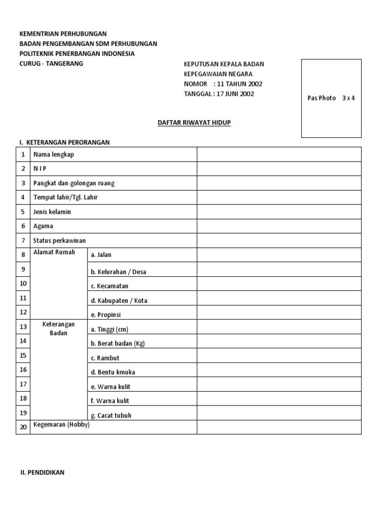 A. Form DRH Kosong | PDF