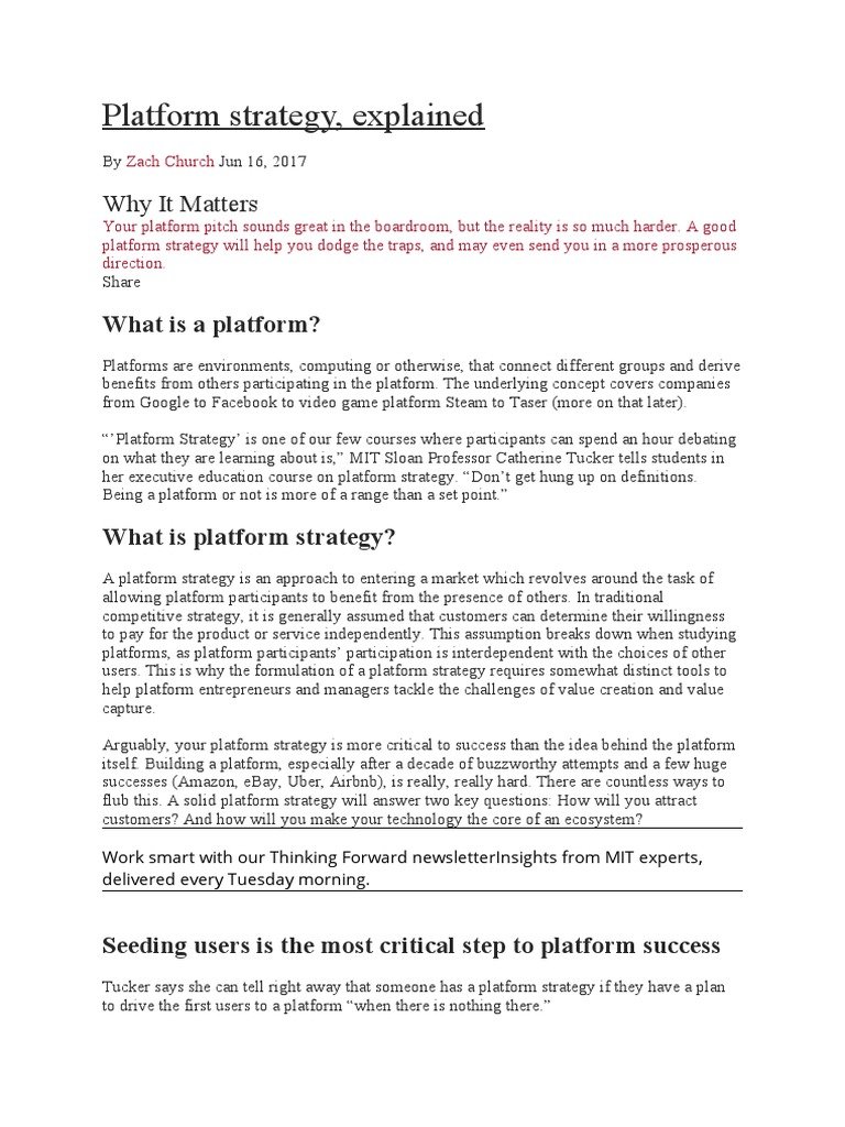 Platform Strategy, Explained | PDF | Innovation | Business