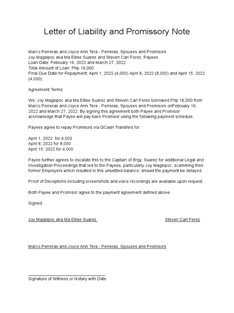 Letter of Liability | PDF | Finance & Money Management | Social Science